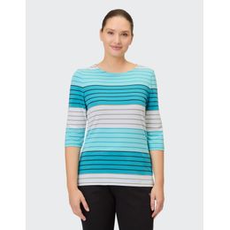 3/4-Arm-Shirt Joy Sportswear "3/4 ARM SHIRT LUANA", Damen, Gr. 46, light topaz stripes, Obermaterial: 95% Baumwolle, 5% Elasthan, Shirts 3/4-Arm-Shirt