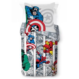 Kinderbettw&auml;sche MARVEL "MARVEL Comics Bettbezug-Set 135x200 cm + Kissenbezug 80x80 cm", wei&szlig;, B/L: 137cm x 200cm, 1 Stk., 1 Stk., Washed Cotton, B/L: 80cm x 80cm, 2 tlg., Washed Cotton, Obermaterial: 100% Baumwolle, Bettw&auml;sche, Kinderbettw&auml;sche, 100 % Baumwolle, maschinenwaschbar, wendbar