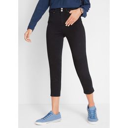 bonprix Slim Fit Jeans Mid Waist Bequembund, schwarz, Gr.56, Figurformende Stretchjeans mit Push-up-Effekt und seitlichem Schlitz, 71% Baumwolle