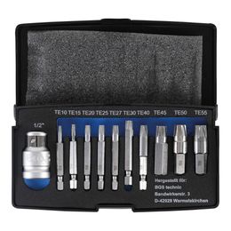 BGS-technic BGS technic Schraubenausdreher-Satz f&uuml;r defektes T-Profil (f&uuml;r Torx) T10 - T55 11 teilig aus Stahl mit Schraubenausdrehern und Bits f&uuml;r Torx-Schrauben, 9170)