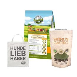 Spezialset f&uuml;r Hunde mit sensibler Verdauung - Landgut-Schmaus + Shiimun Gastro Pulver + Jutebeutel