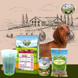 Special Set f&uuml;r Dackel - Getreidefreies Hundefutter, Nassfutter, Soft-Snacks und Messbecher - Super Preis!