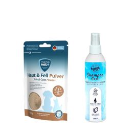 Bellfor Sparset gegen Schuppen beim Hund mit Marsavet Haut & Fell (125 g) und Hundeshampoo Care (250 ml)