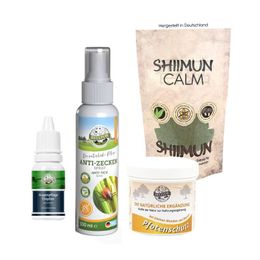 Sommerurlaub Sparset f&uuml;r Hunde - Shiimun Calm + ZEComplete Spray + Pfotenschutz Salbe + Augenpflege Tropfen