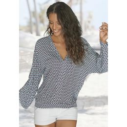 Buffalo 3/4-Arm-Shirt mehrfarbig Gr. 44/46 f&uuml;r Damen. Mit tiefer V-Ausschnitt. Figurumspielend