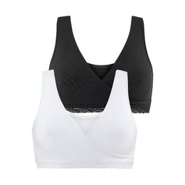 PETITE FLEUR BY LASCANA Soft-BH wei&szlig;+schwarz Gr. 40. Ohne B&uuml;gel