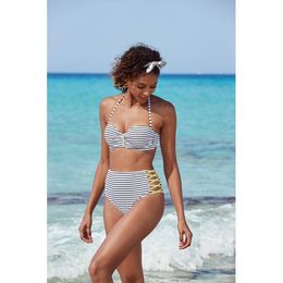 Venice Beach B&uuml;gel-Bandeau-Bikini-Top 'Camie' mehrfarbig Gr. 32 Cup A. Mit Flechtdetails. Mit B&uuml;gel Und Mit Seitlichen St&auml;bchen. Nachhaltig.
