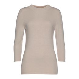 Lascana 3/4 Arm-Pullover mehrfarbig Gr. 44/46 f&uuml;r Damen. Mit hoch geschlossener Ausschnitt. Figurbetont. Nachhaltig.
