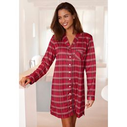 H.I.S. H.I.S Nachthemd mehrfarbig Gr. 32 f&uuml;r Damen. V-Ausschnitt und Allover-Druck. Nachhaltig.