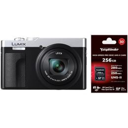 Panasonic Lumix DC-TZ99 silber/schwarz + Voigtl&auml;nder SDXC 256GB UHS-II