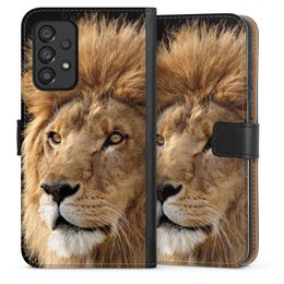 DeinDesign Galaxy A33 5G Handy Klapph&uuml;lle Handyh&uuml;lle aus Kunst Leder schwarz Flip Case Jungle Lion Photography Sideflip mit langer Lasche