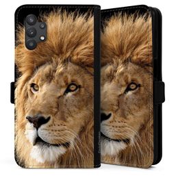 DeinDesign Galaxy A32 5G Handy Klapph&uuml;lle Handyh&uuml;lle aus Kunst Leder schwarz Flip Case Jungle Lion Photography Sideflip mit langer Lasche