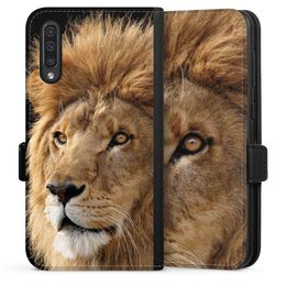 DeinDesign Galaxy A50 Handy Klapph&uuml;lle Handyh&uuml;lle aus Kunst Leder schwarz Flip Case Jungle Lion Photography Sideflip mit Lasche