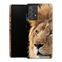 DeinDesign Galaxy A52s 5G Handy Premium Case Smartphone Handyh&uuml;lle Schutzh&uuml;lle gl&auml;nzend Jungle Photography Lion Premium Case
