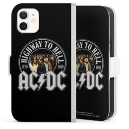 DeinDesign iPhone 12 mini Handy Klapph&uuml;lle Handyh&uuml;lle aus Kunst Leder wei&szlig; Flip Case Acdc Official Licensed Product Rock Sideflip mit Lasche