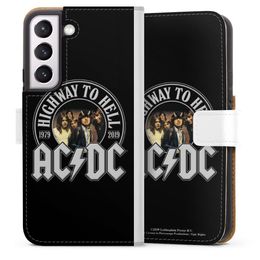 DeinDesign Galaxy S22 Handy Klapph&uuml;lle Handyh&uuml;lle aus Kunst Leder wei&szlig; Flip Case Acdc Official Licensed Product Rock Sideflip mit Lasche