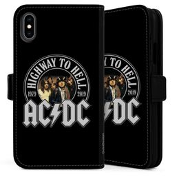 DeinDesign iPhone X Handy Klapph&uuml;lle Handyh&uuml;lle aus Kunst Leder schwarz Flip Case Acdc Official Licensed Product Rock Sideflip mit langer Lasche