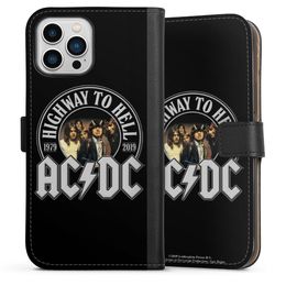 DeinDesign iPhone 13 Pro Max Handy Klapph&uuml;lle Handyh&uuml;lle aus Kunst Leder schwarz Flip Case Acdc Official Licensed Product Rock Sideflip mit langer Lasche
