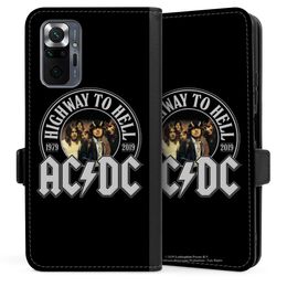 DeinDesign Xiaomi Redmi Note 10 Pro Handy Klapph&uuml;lle Handyh&uuml;lle aus Kunst Leder schwarz Flip Case Acdc Official Licensed Product Rock Sideflip mit langer Lasche