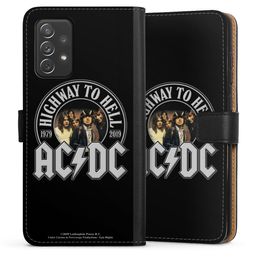 DeinDesign Galaxy A72 Handy Klapph&uuml;lle Handyh&uuml;lle aus Kunst Leder schwarz Flip Case Acdc Official Licensed Product Rock Sideflip mit langer Lasche