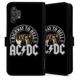 DeinDesign Galaxy A32 5G Handy Klapph&uuml;lle Handyh&uuml;lle aus Kunst Leder schwarz Flip Case Acdc Official Licensed Product Rock Sideflip mit langer Lasche