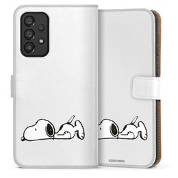 DeinDesign Galaxy A33 5G Handy Klapph&uuml;lle Handyh&uuml;lle aus Kunst Leder wei&szlig; Flip Case Peanuts Snoopy Official Licensed Product Sideflip mit Lasche