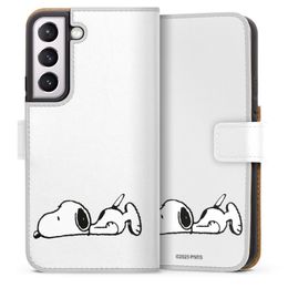 DeinDesign Galaxy S22 Handy Klapph&uuml;lle Handyh&uuml;lle aus Kunst Leder wei&szlig; Flip Case Official Licensed Product Snoopy Peanuts Sideflip mit Lasche