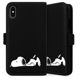 DeinDesign iPhone Xs Handy Klapph&uuml;lle Handyh&uuml;lle aus Kunst Leder schwarz Flip Case Official Licensed Product Snoopy Peanuts Sideflip mit langer Lasche