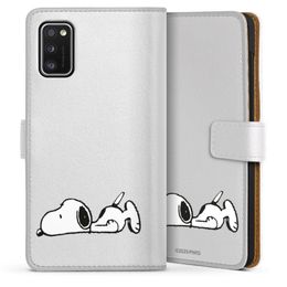 DeinDesign Galaxy A41 Handy Klapph&uuml;lle Handyh&uuml;lle aus Kunst Leder wei&szlig; Flip Case Official Licensed Product Snoopy Peanuts Sideflip mit Lasche
