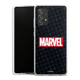 DeinDesign Galaxy A52s 5G Handy Silikon H&uuml;lle Case wei&szlig; Handyh&uuml;lle Comic Logo Marvel Silikon Case