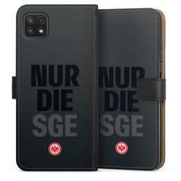 DeinDesign Galaxy A22 5G Handy Klapph&uuml;lle Handyh&uuml;lle aus Kunst Leder schwarz Flip Case Sge Eintracht Frankfurt Official Licensed Product Sideflip mit langer 