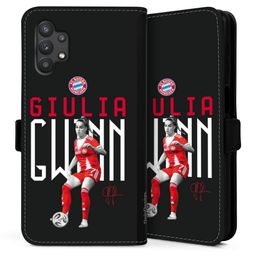 DeinDesign Galaxy A32 5G Handy Klapph&uuml;lle Handyh&uuml;lle aus Kunst Leder schwarz Flip Case Fc Bayern M&uuml;nchen Giulia Gwinn Official Licensed Product Sideflip mit 