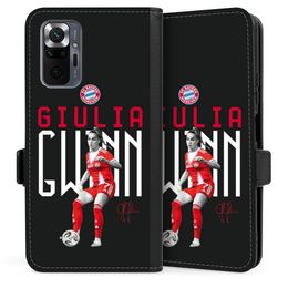 DeinDesign Xiaomi Redmi Note 10 Pro Handy Klapph&uuml;lle Handyh&uuml;lle aus Kunst Leder schwarz Flip Case Fc Bayern M&uuml;nchen Official Licensed Product Giulia Gwinn 