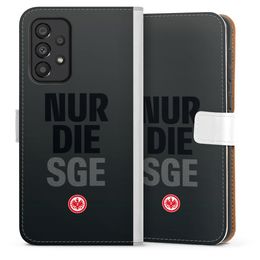 DeinDesign Galaxy A33 5G Handy Klapph&uuml;lle Handyh&uuml;lle aus Kunst Leder wei&szlig; Flip Case Sge Eintracht Frankfurt Official Licensed Product Sideflip mit Lasche