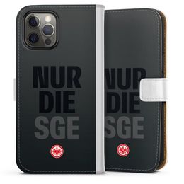 DeinDesign iPhone 12 Pro Max Handy Klapph&uuml;lle Handyh&uuml;lle aus Kunst Leder wei&szlig; Flip Case Sge Eintracht Frankfurt Official Licensed Product Sideflip mit Lasche