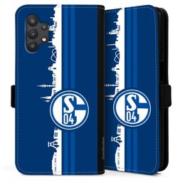 DeinDesign Galaxy A32 5G Handy Klapph&uuml;lle Handyh&uuml;lle aus Kunst Leder schwarz Flip Case Official Licensed Product Skyline Fc Schalke 04 Sideflip mit langer Lasche