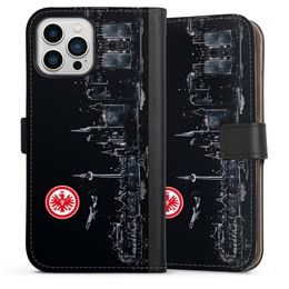 DeinDesign iPhone 13 Pro Max Handy Klapph&uuml;lle Handyh&uuml;lle aus Kunst Leder schwarz Flip Case Skyline Eintracht Frankfurt Sge Sideflip mit langer Lasche