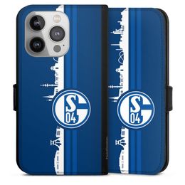 DeinDesign iPhone 14 Pro Handy Klapph&uuml;lle Handyh&uuml;lle aus Kunst Leder schwarz Flip Case Official Licensed Product Skyline Fc Schalke 04 Sideflip mit langer Lasche