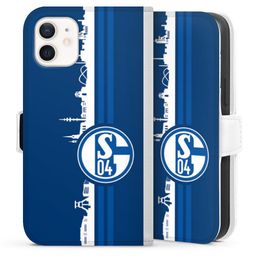 DeinDesign iPhone 12 mini Handy Klapph&uuml;lle Handyh&uuml;lle aus Kunst Leder wei&szlig; Flip Case Official Licensed Product Skyline Fc Schalke 04 Sideflip mit Lasche