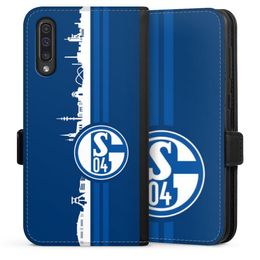 DeinDesign Galaxy A50 Handy Klapph&uuml;lle Handyh&uuml;lle aus Kunst Leder schwarz Flip Case Official Licensed Product Skyline Fc Schalke 04 Sideflip mit Lasche