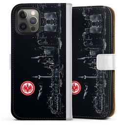 DeinDesign iPhone 12 Pro Max Handy Klapph&uuml;lle Handyh&uuml;lle aus Kunst Leder wei&szlig; Flip Case Skyline Sge Eintracht Frankfurt Sideflip mit Lasche