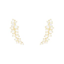 L instant d Or Gold-Ohrstecker "Fleurs scintillantes" mit Edelsteinen - 77% | Schmuck