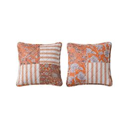 HEINE HOME 2er-Set: Kissenh&uuml;llen in Orange/ Wei&szlig; - 20% | Gr&ouml;&szlig;e 40x40 cm | Dekokissen
