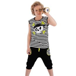 Denokids 2tlg. Outfit "Pirate Striped" in Wei&szlig;/ Schwarz - 68% | Gr&ouml;&szlig;e 122 | Kinder-oberteile