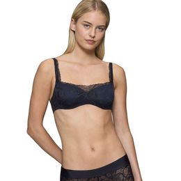 Triumph Balconette-BH "Body Make-Up" in Schwarz/ Dunkelblau - 65% | Gr&ouml;&szlig;e 85B | Damen-bhs
