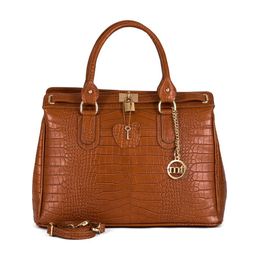 Mia Tomazzi Leder-Henkeltasche "Rezia" in Camel - (B)36 x (H)28 x (T)18 cm - 76% | Damen-taschen