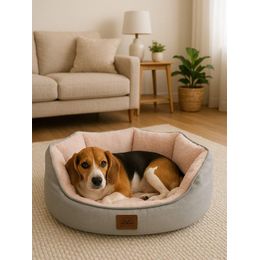 Paws&Whiskers Tierbett ''Coco'' in Grau/ Rosa - 75% | Gr&ouml;&szlig;e 70x80x10 cm | Tierbedarf-katzen