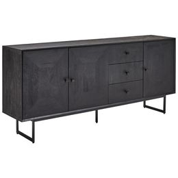 Livetastic Sideboard, Schwarz, Metall, Mangoholz, Holz, 2 F&auml;cher, 3 Schublade(n) Schubladen, 180x80x40 cm, Typenauswahl, Holzm&ouml;bel, Kleinm&ouml;bel Holz, Holzkommoden, Sideboards Holz