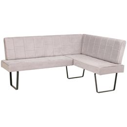 Mid.you Eckbank, Hellgrau, Metall, Textil, 3-Sitzer, L-Form, 190x150 cm, Esszimmer, B&auml;nke, Eckb&auml;nke