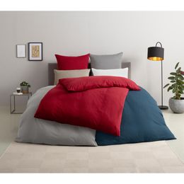 OTTO home Bettw&auml;sche &raquo;Desner&laquo; 2 Stk. Premium Qualit&auml;t, 100 % Polyester, sehr weich, uni, ab 135x200 cm rot Microfaser, Obermaterial: 100% Polyester